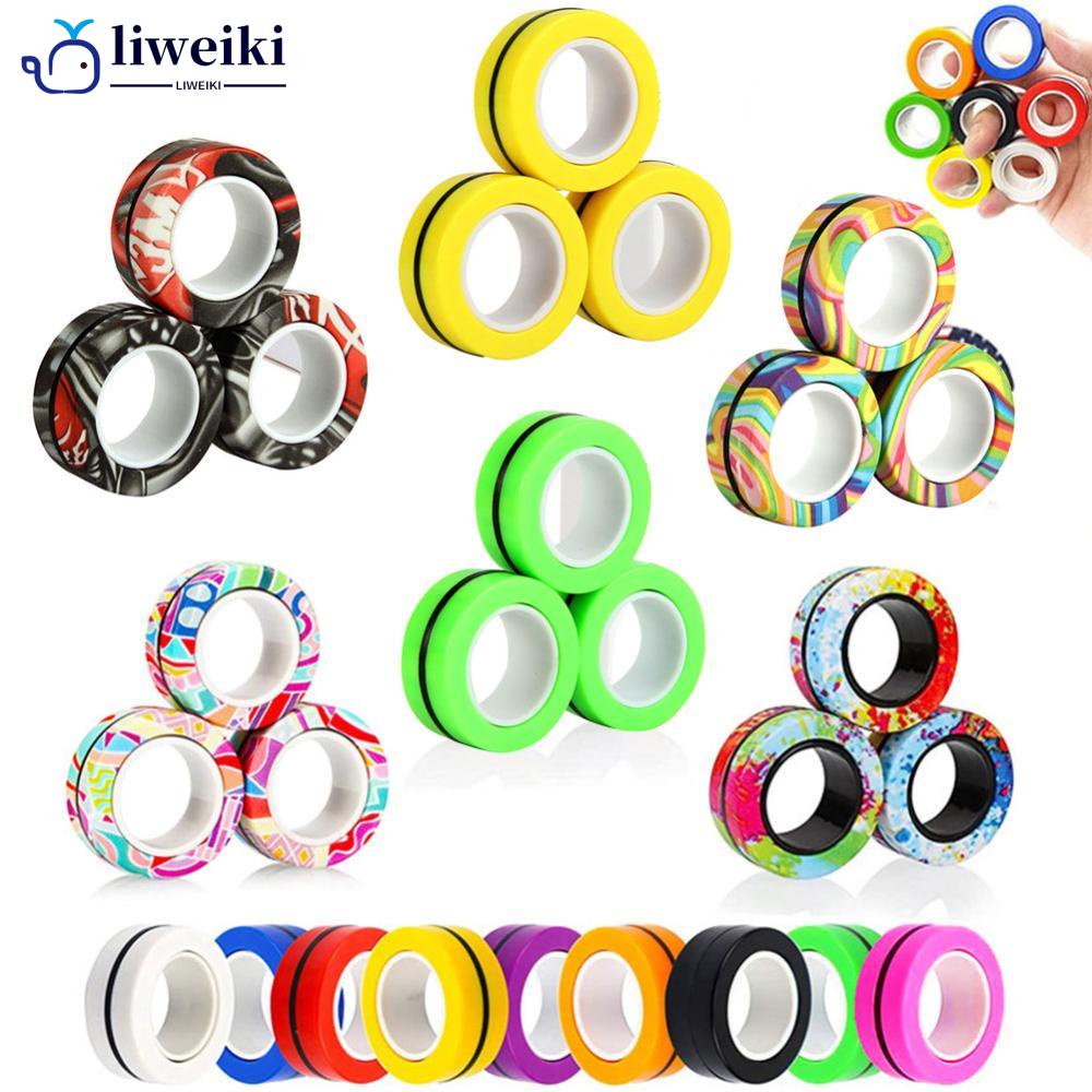 LIWEIKI Fidget Toys Funny Finger Magnetic Ring Spinner Para Aliviar A ...
