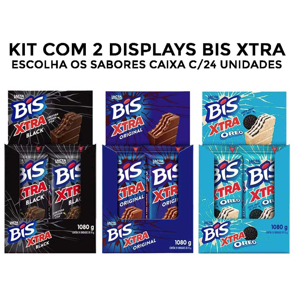 Kit 2 Displays Bis Extra ESCOLHA O SABOR c/24 - Lacta | Shopee Brasil