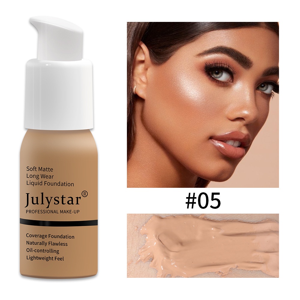 Julystar Oil Control Cream Foundation Matte Perfect Liquid (Alta Cobertura) | Shopee Brasil