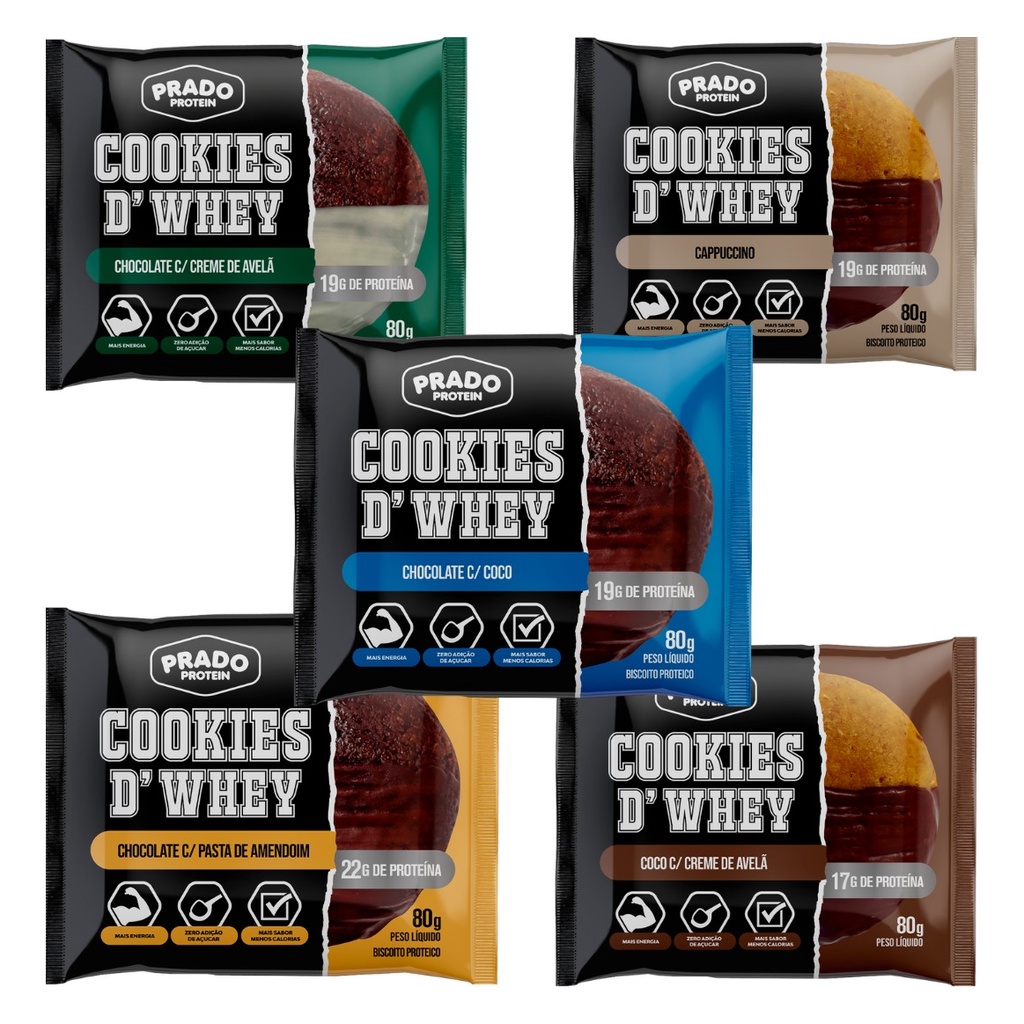 2x Cookies de Whey Protein - 80g - Unidade - Prado Protein | Shopee Brasil