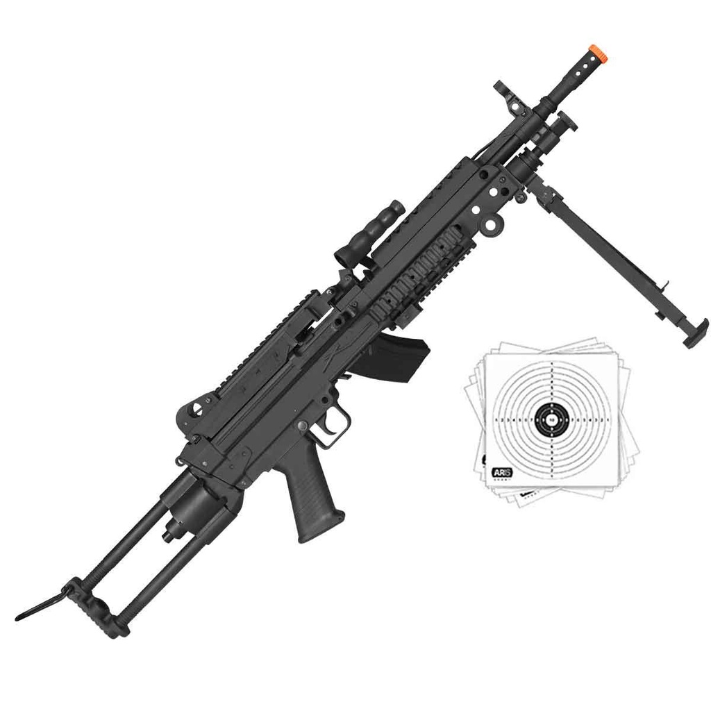 Rifle Airsoft LMG M249 Light Rossi Bivolt 6mm + Alvos Papel | Shopee Brasil