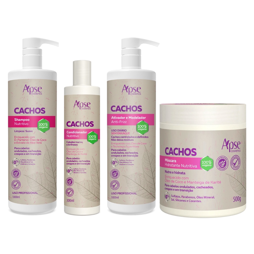 Kit Apse Cachos Sh 1l Cond 300ml Ativador 1l Mascara 500g | Shopee Brasil