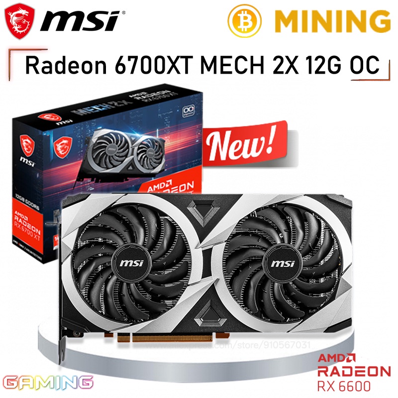 MSI AMD Radeon RX 6700 XT Mech 2X 12G OC Cartões Gráficos GDDR6 192-bit ...