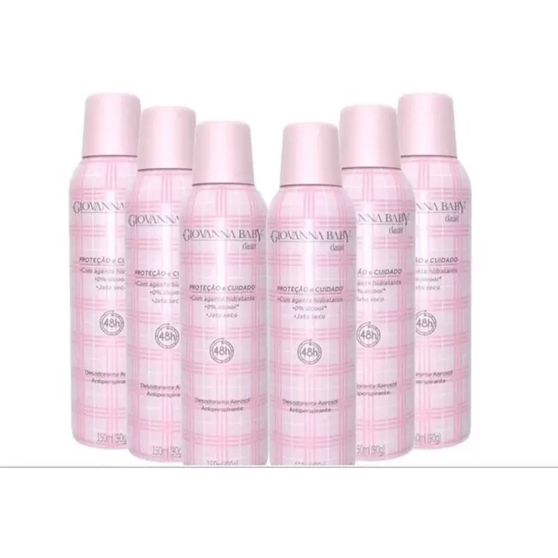 Kit Desodorante Giovanna Baby Classic Rosa Aerosol 6und | Shopee Brasil