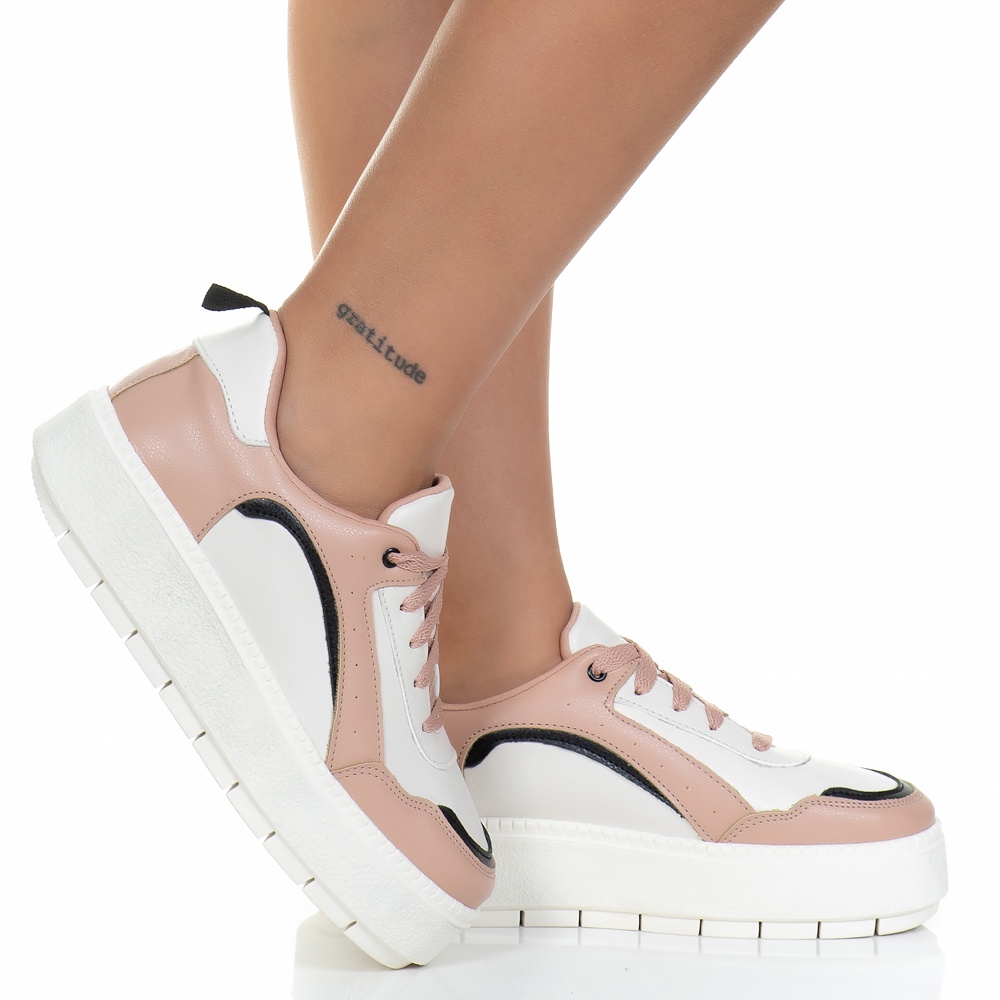 Tenis Feminino Mood Blogueira Salto Plataforma Mulher Nude | Shopee Brasil