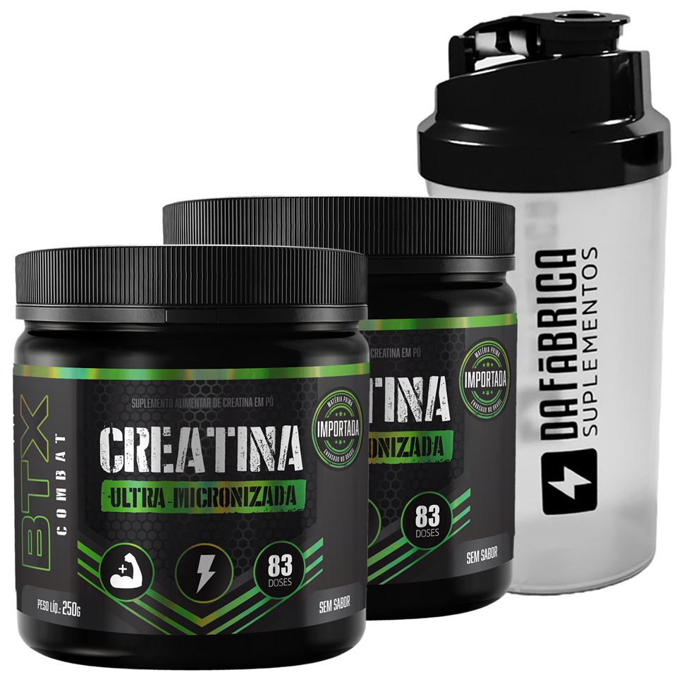 Creatina 100 Pura Monohidratada 500g Btx Combat Coqueteleira 600 Ml