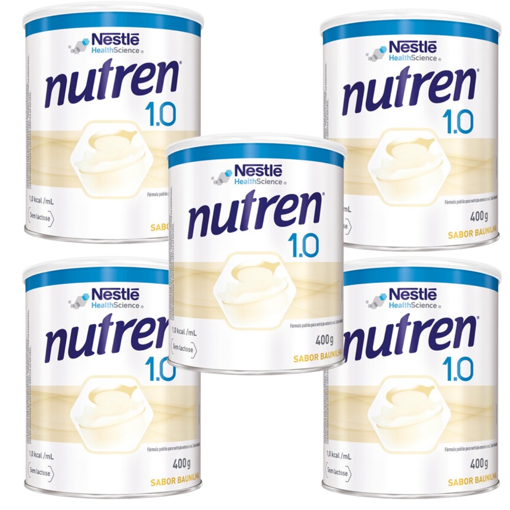 Nutren 1.0 Baunilha 400 g Nestle Zero Lactose Kit c/ 5 uni | Shopee Brasil