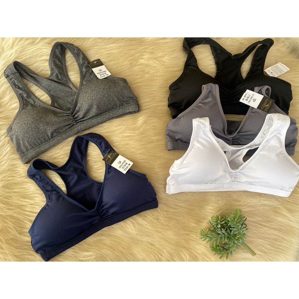 kit 3 Top Fitness Nadador Academia com Bojo Removível ST018 | Shopee Brasil