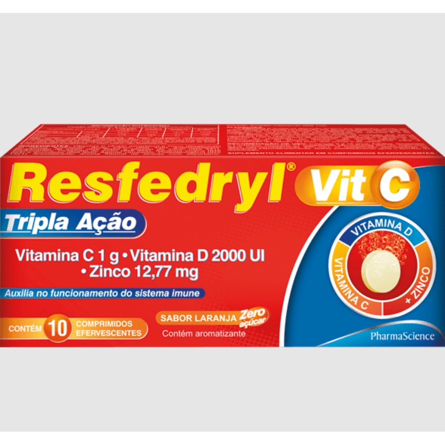 Resfedryl Vitamina C + Zinco + Vitamina D com 10 Comprimidos | Shopee ...