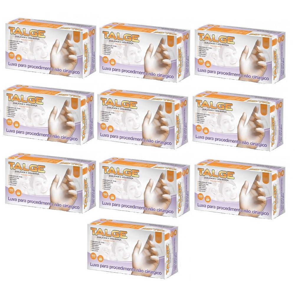 Kit Luva De Vinil Talge Sem Pó M 1000 Unidades | Shopee Brasil