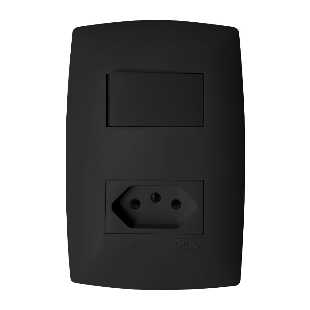 Cj Interruptor Simples + Tomada 10A 4x2 Blux Home Grafite | Shopee Brasil