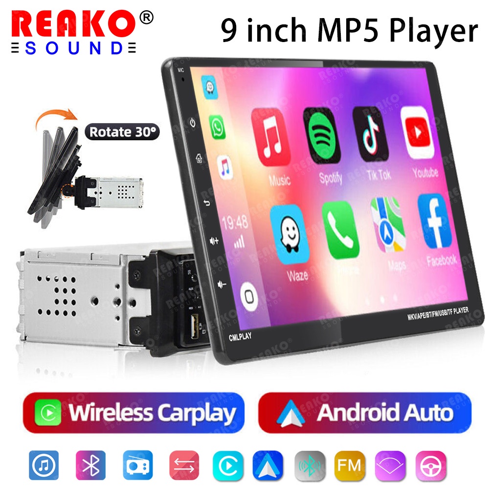 1Din 9 Polegada Multimídia MP5 Player Tela De Toque Removível Rádio Do Carro Estéreo Android ...