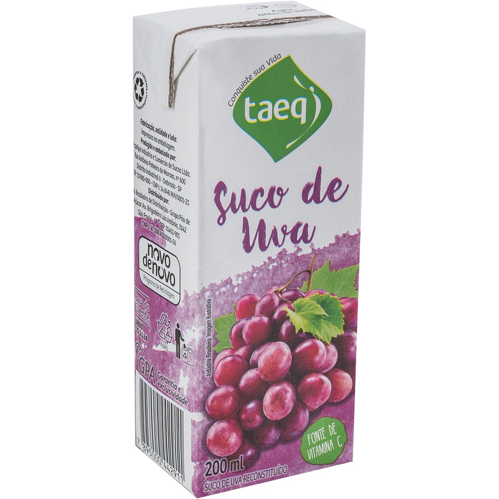Suco Uva Taeq Caixa 200ml | Shopee Brasil