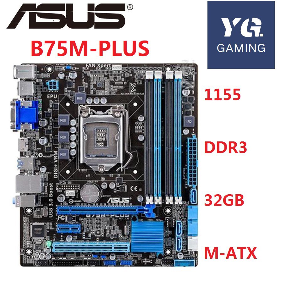 Placa-mãe de mesa B75M-PLUS Asus B75 soquete LGA 1155 I3/5/7 DDR3 32G MATX UEFI BIOS original ...