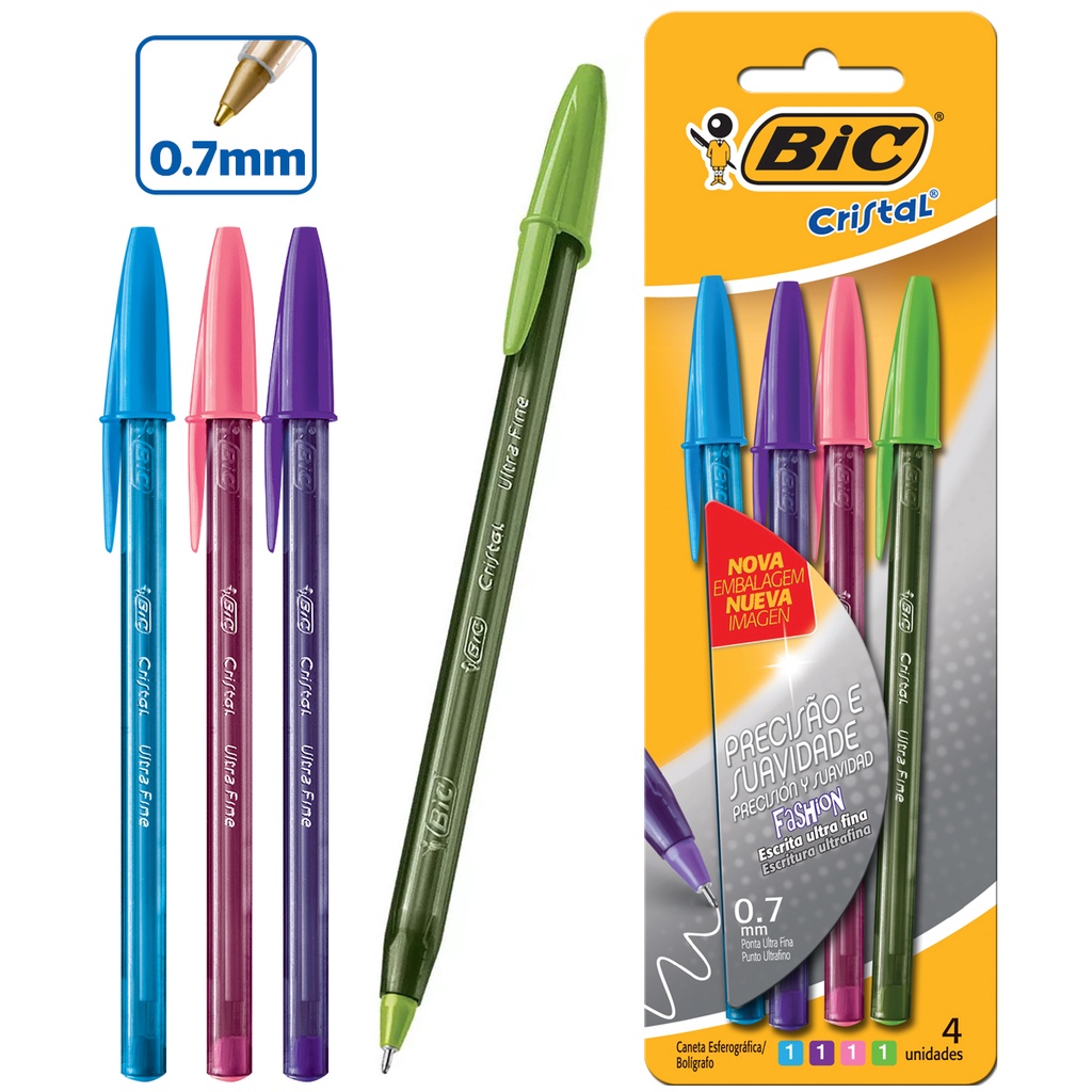 Kit 4 Canetas Coloridas Bic Fashion Precisão Ultra Fina | Shopee Brasil