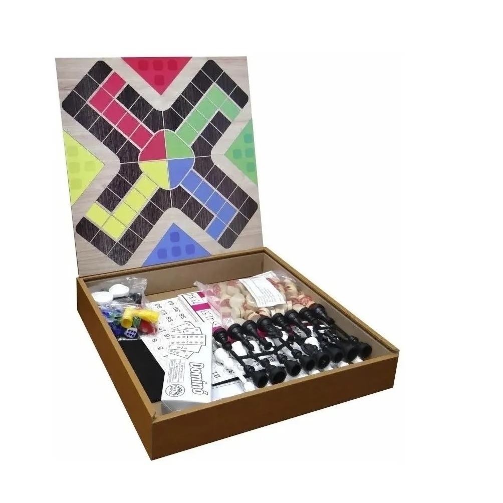 Jogos Clássicos 6 Em 1 Domino Dama Ludo Bingo Xadrez Trilha Brinquedo ...