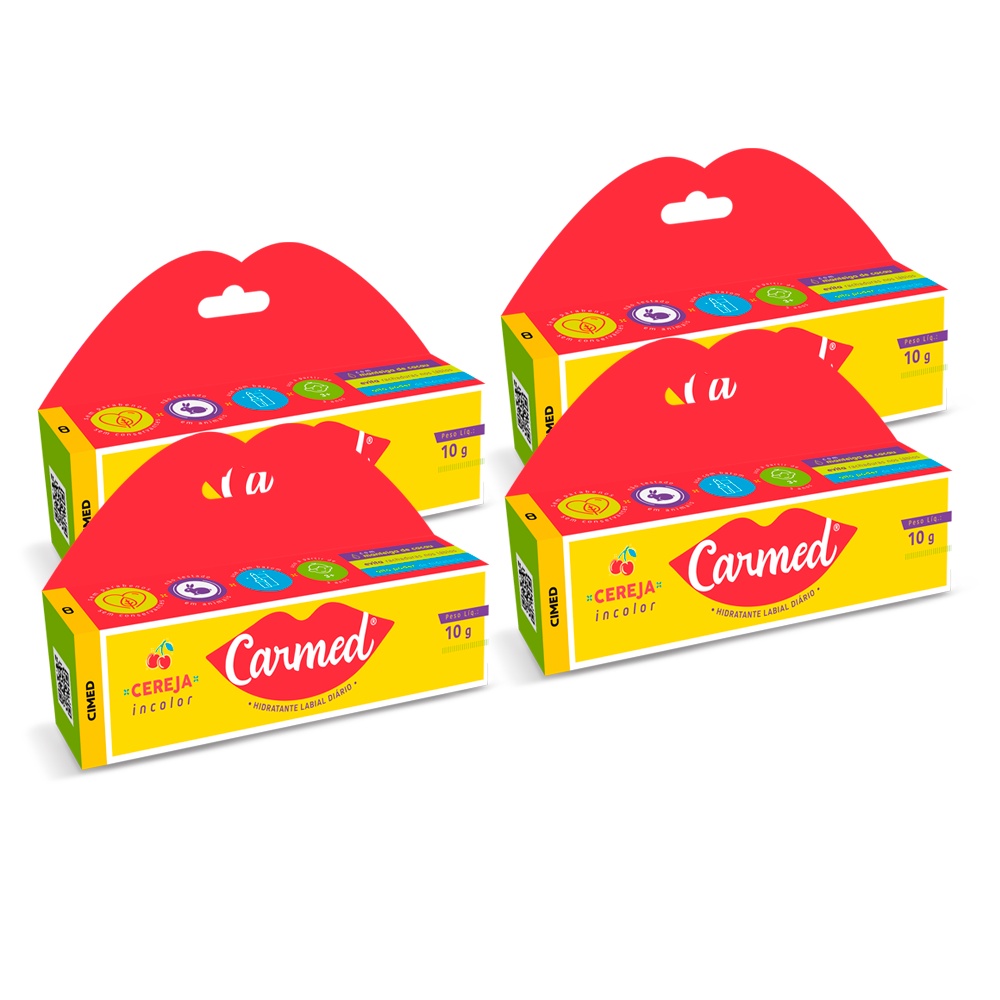 Hidratante Labial Carmed Sabor Cereja 10g 4 Unidades | Shopee Brasil