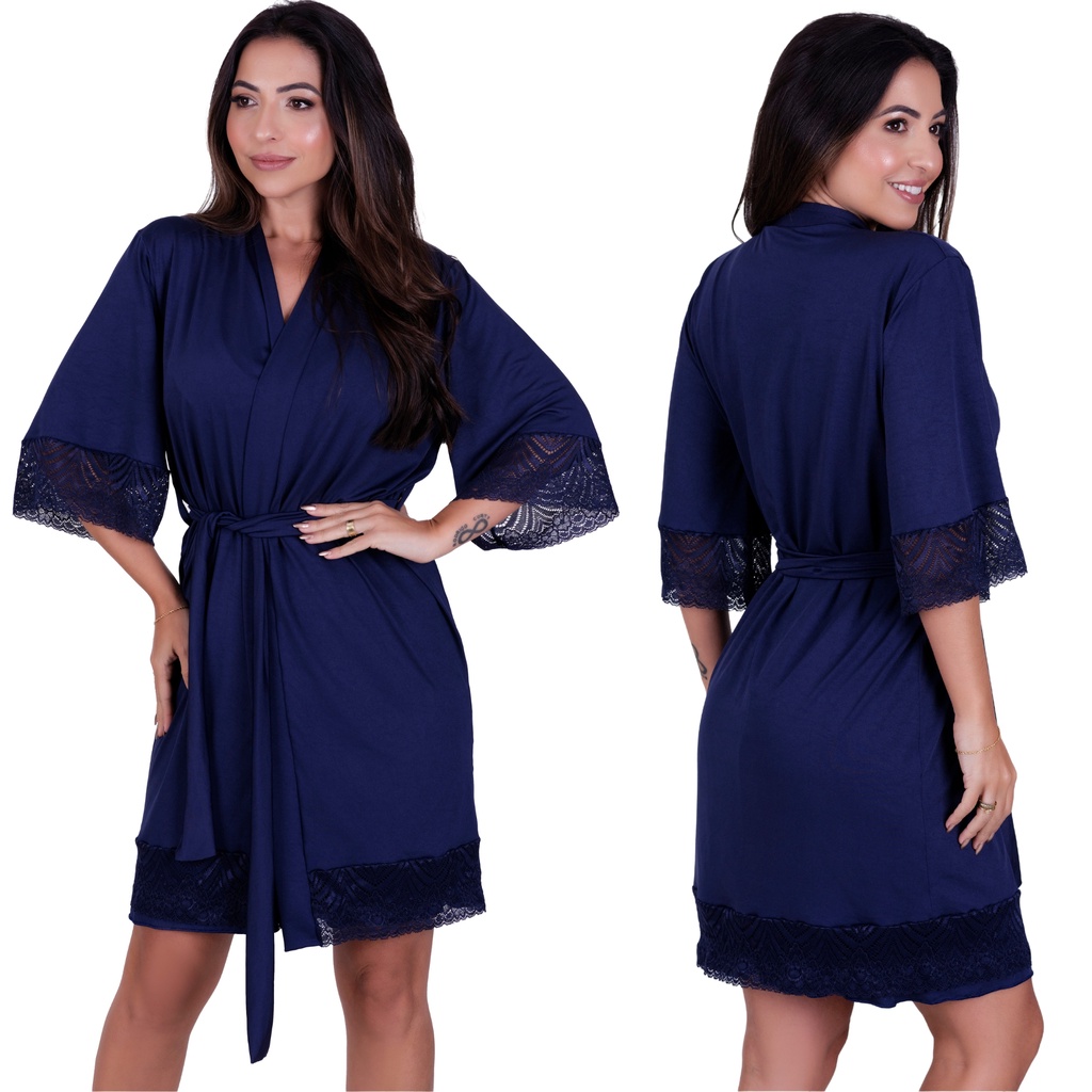 Robe Romantic Renda Hobby Feminino Roupão Confortável Linha Noite ...