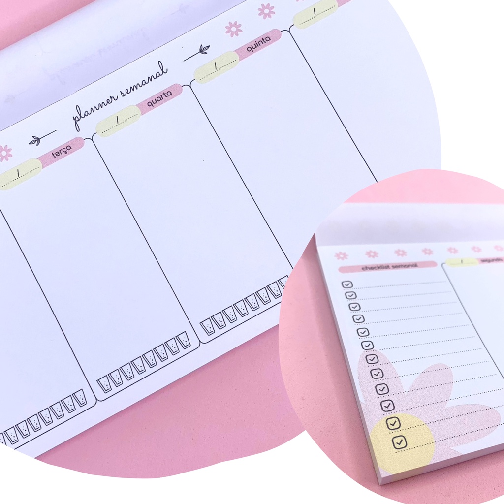 Bloco Planner Mesa Planejamento Semanal Anotações Estudo | Shopee Brasil
