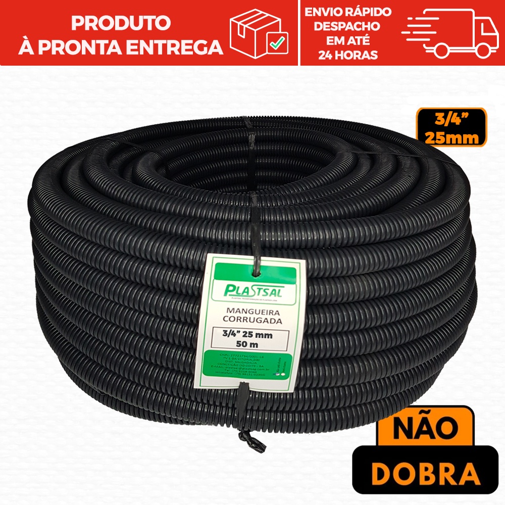 Eletroduto Conduíte Corrugado Flexível Mangueira Corrugada 3/4" Pol ...