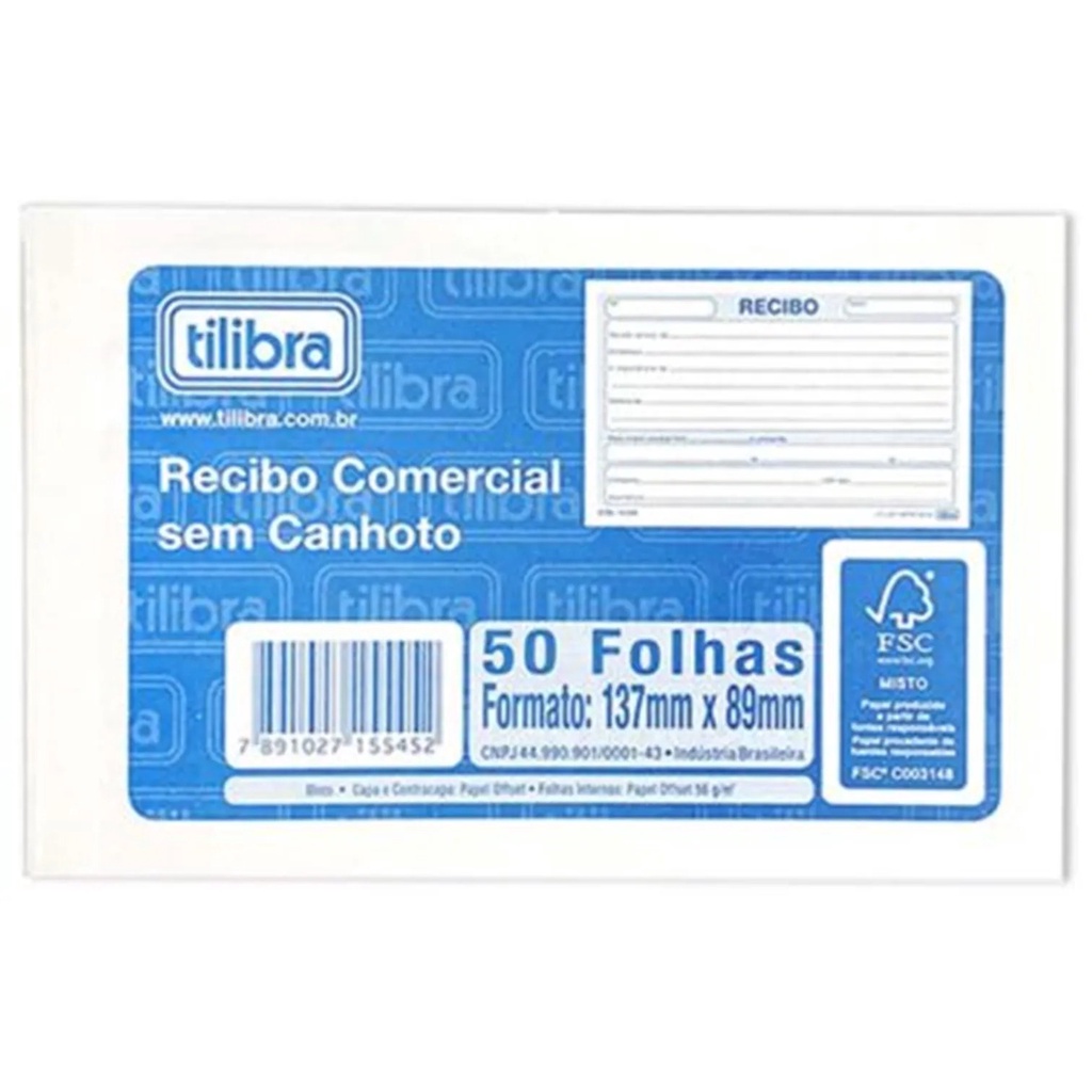 Recibo Comercial sem Canhoto 50 Folhas - Tilibra | Shopee Brasil