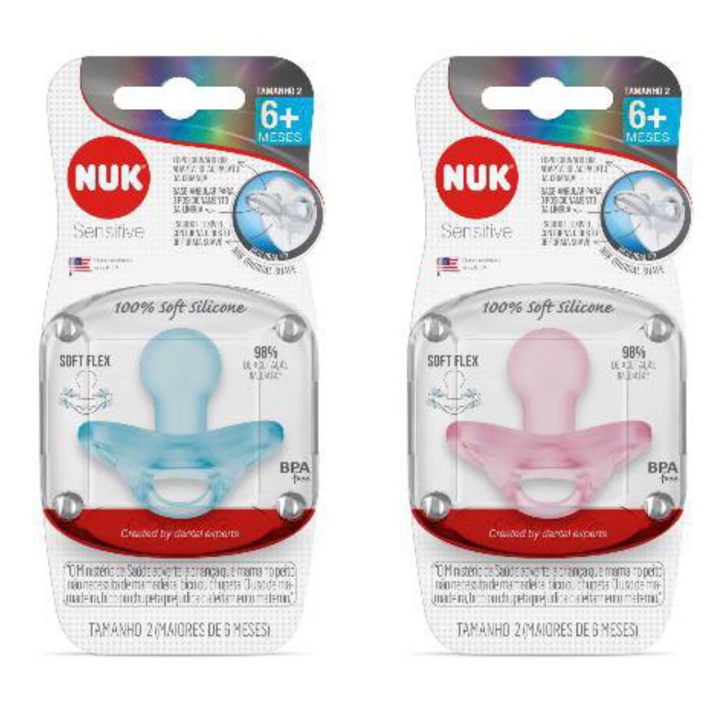 Chupeta Nuk Sensitive 100% Silicone Soft Tam 2 6+m S2 | Shopee Brasil