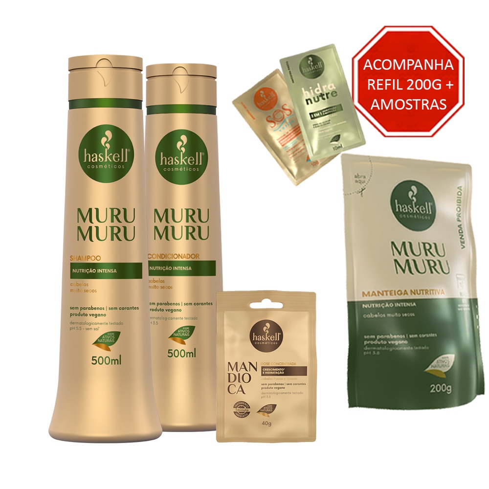 Kit Haskell Murumuru Shampoo e Cond 500ml + Dose Mandioca | Shopee Brasil