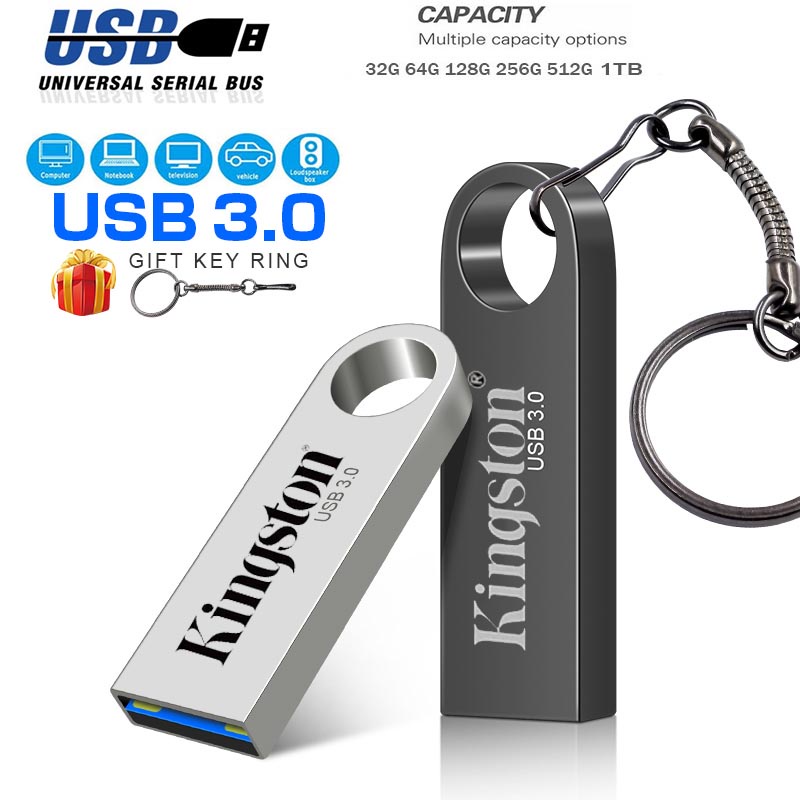 Pendrive KingSton USB3.0 De Alta Velocidade mini De Metal 32GB 64GB 128GB 256GB 512GB Cunho De ...