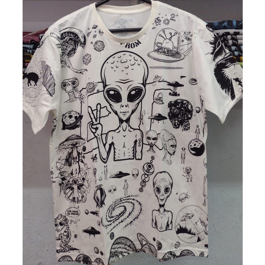 Camiseta Alien Extraterrestre Total Branco Marrockus MA01 | Shopee Brasil