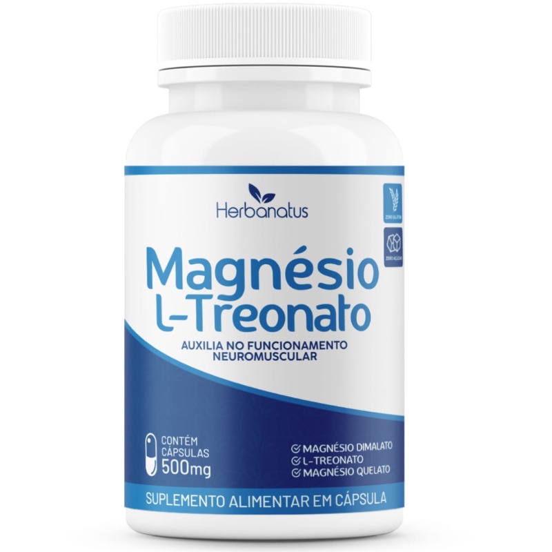 Magnésio L-Treonato 60 Cápsulas 500mg Herbanatus | Shopee Brasil