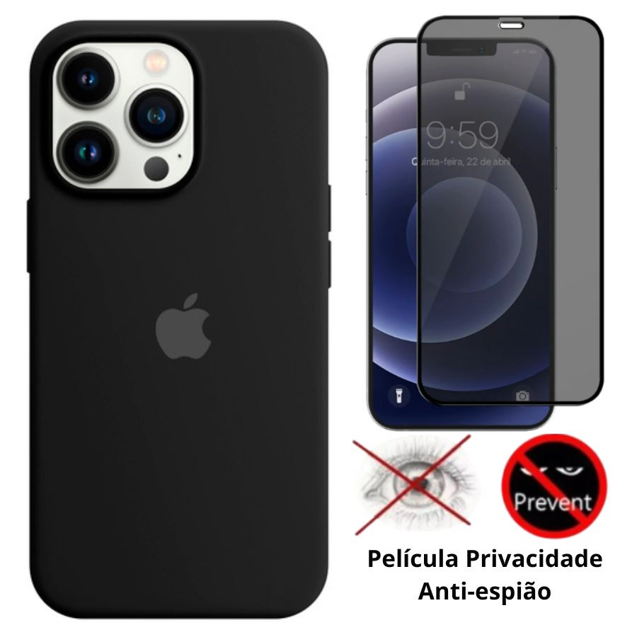 Kit 2em1 Capa Capinha + Pelicula Para iPhone 12 / 12 Pro - Case Silicone Aveludada + Pelicula ...