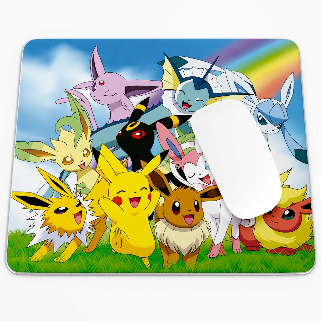 Mouse Pad Pokémon Pikachu Eevee Black Flareon | Shopee Brasil