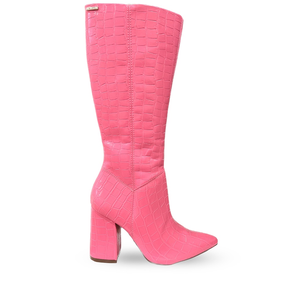 Bota Rosa Cano Longo Croco Via Uno | Shopee Brasil