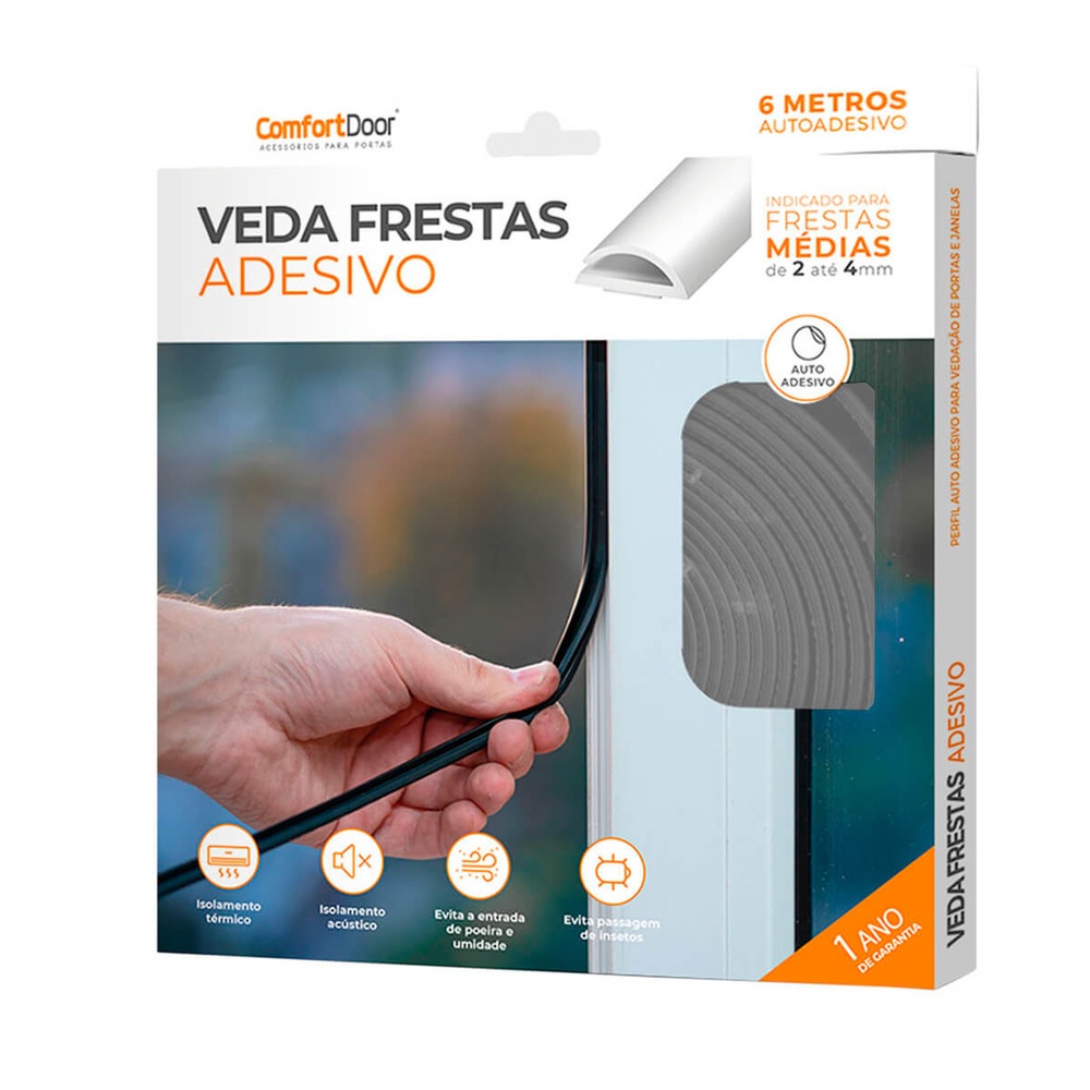 Veda Frestas 6m para Porta Janela Acústico Tapa Fresta Comfort Door ...