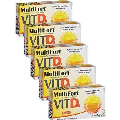 Kit 5 Multifort Vit D3 20 Cápsulas Multinature | Shopee Brasil