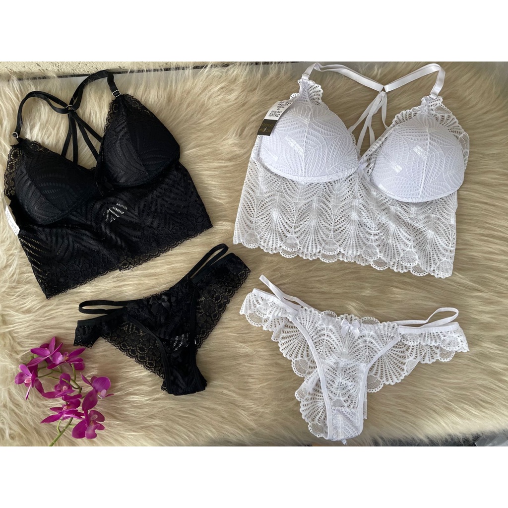 Conjunto Lingerie Renda Sutiã Com Bojo E Calcinha - Moda Íntima ...