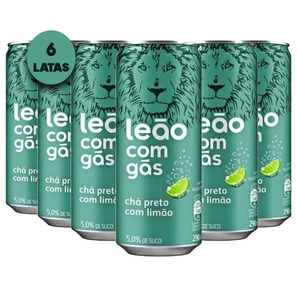 Chá Preto com Limão com Gás Leão Iced Tea 290ml (6 Latas) | Shopee Brasil