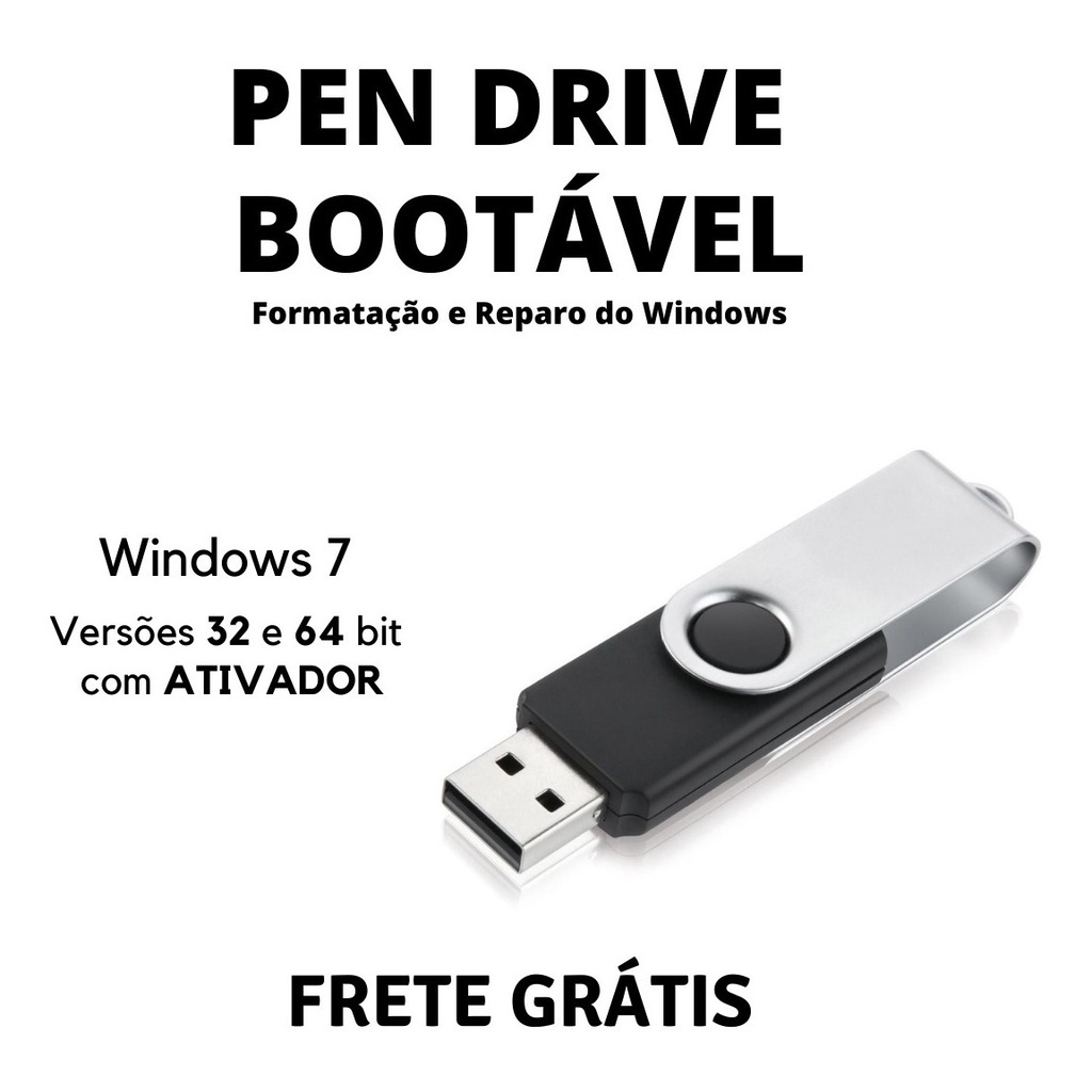 Pendrive Bootavel Completão Windows 7,10,11+office+ATIVADOR | Shopee Brasil