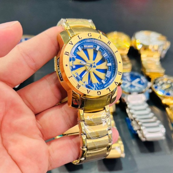 Relógio Bvlg. Masculino Dourado Prata Aço Inoxidável Banhado Á Our.o ...