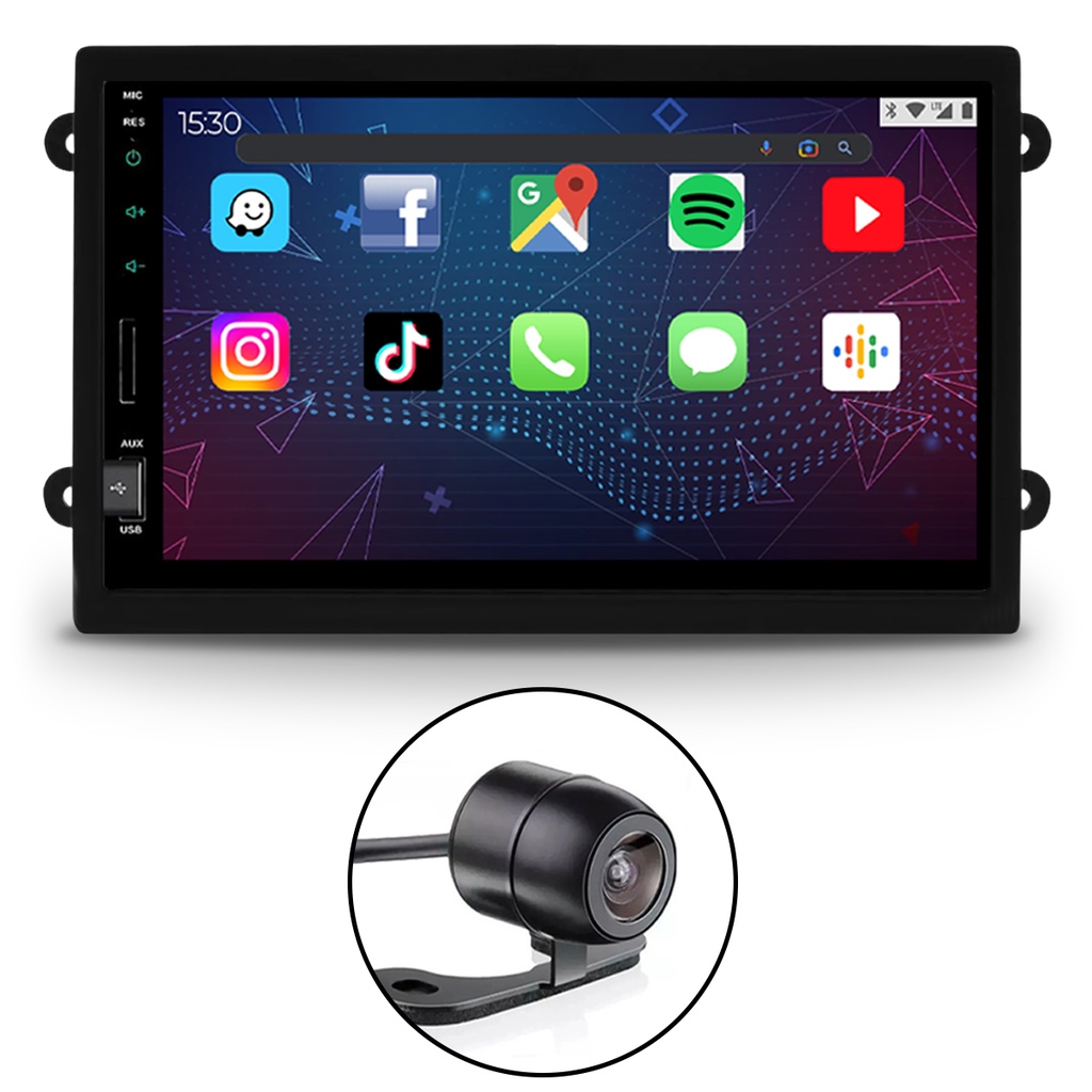 Kit Central Multimídia Tela De 7 Polegadas + Câmera de Ré + Moldura 2 Din Onix, Prisma e Spin ...