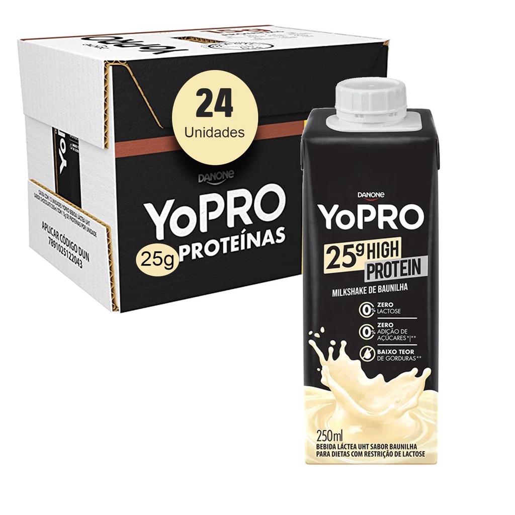 YOPRO 25g Proteinas Milkshake Baunilha 250ml (24 unidades) | Shopee Brasil