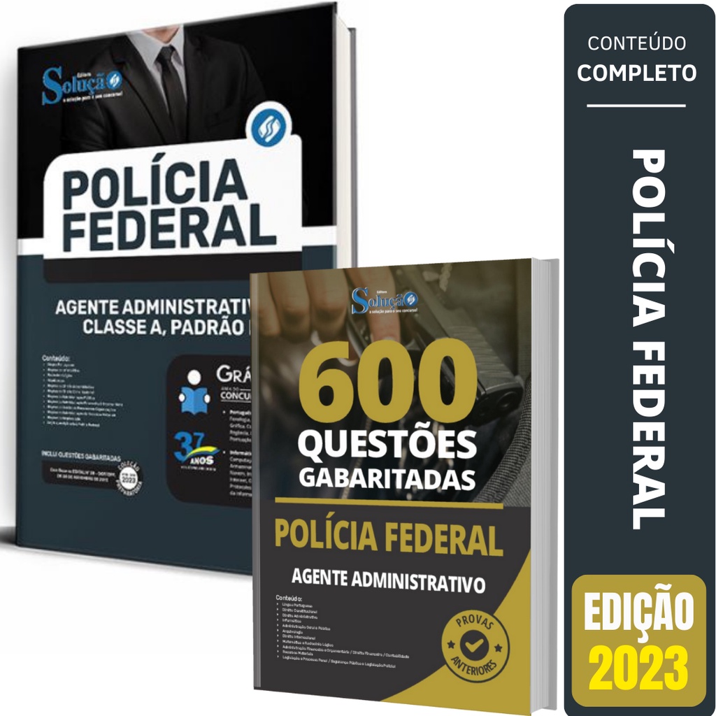 Kit Apostila PF Polícia Federal 2023 - Agente Administrativo + Caderno ...