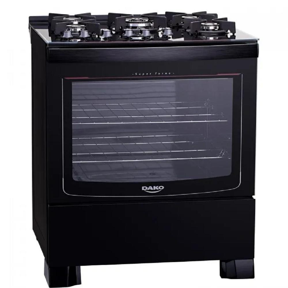 Fogão 5 bocas Dako Preto com mesa de vidro Dako Glass - Bivolt | Shopee Brasil