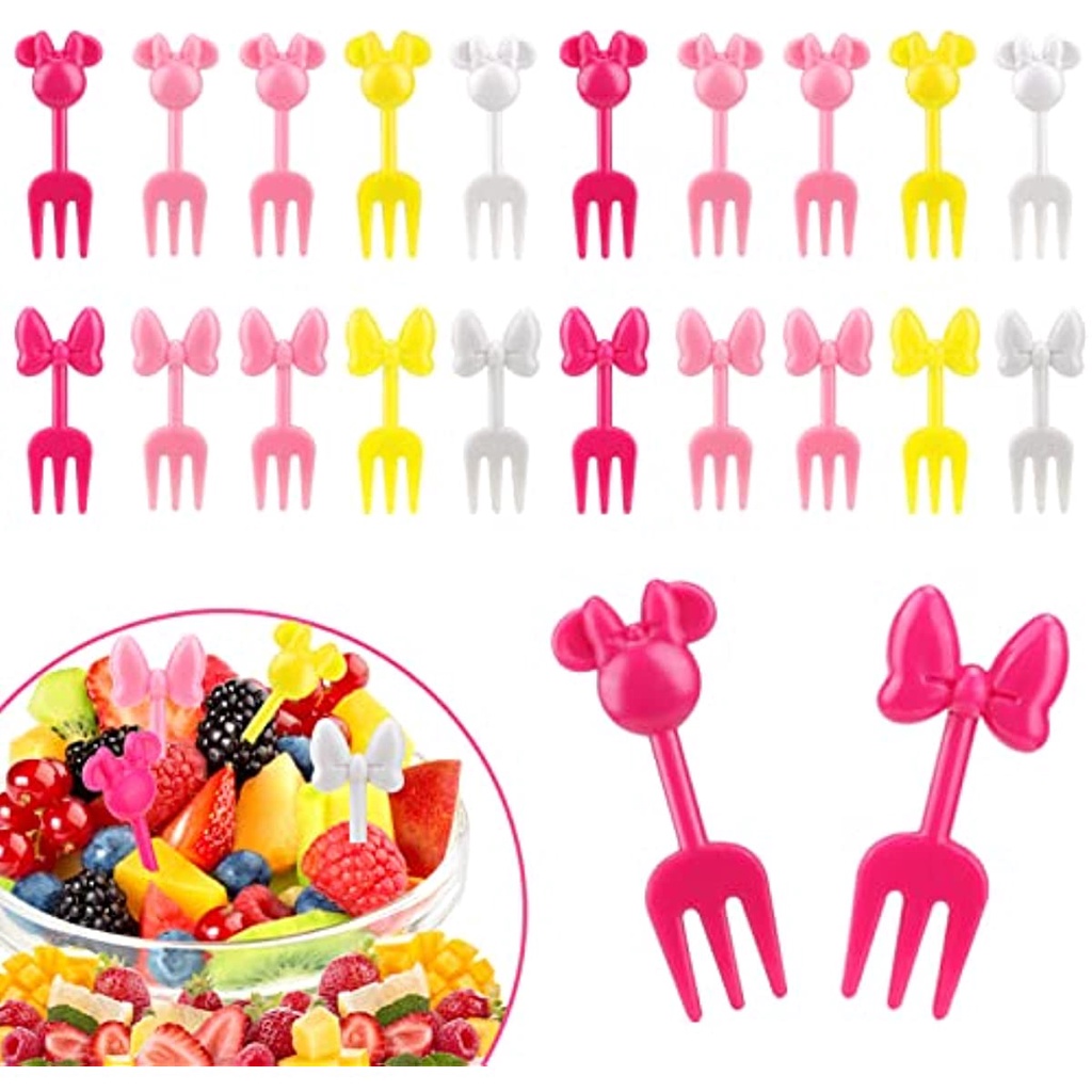 20pcs Mouse Head Food Picks for Kids , Mini Bow Toddler Garfos De ...