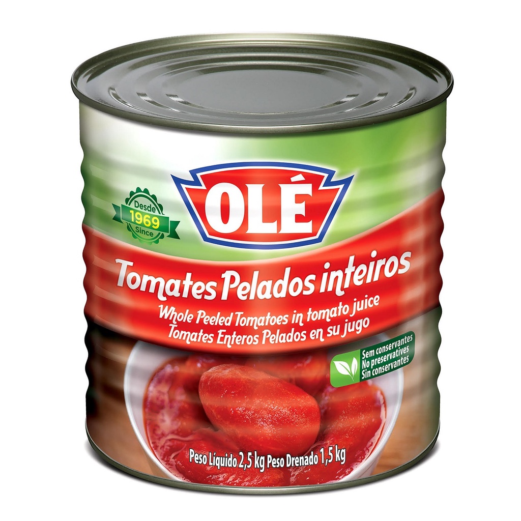 Tomate Pelado Inteiros Lata Olé 2,5kg Liquido Drenado 1,5kg | Shopee Brasil