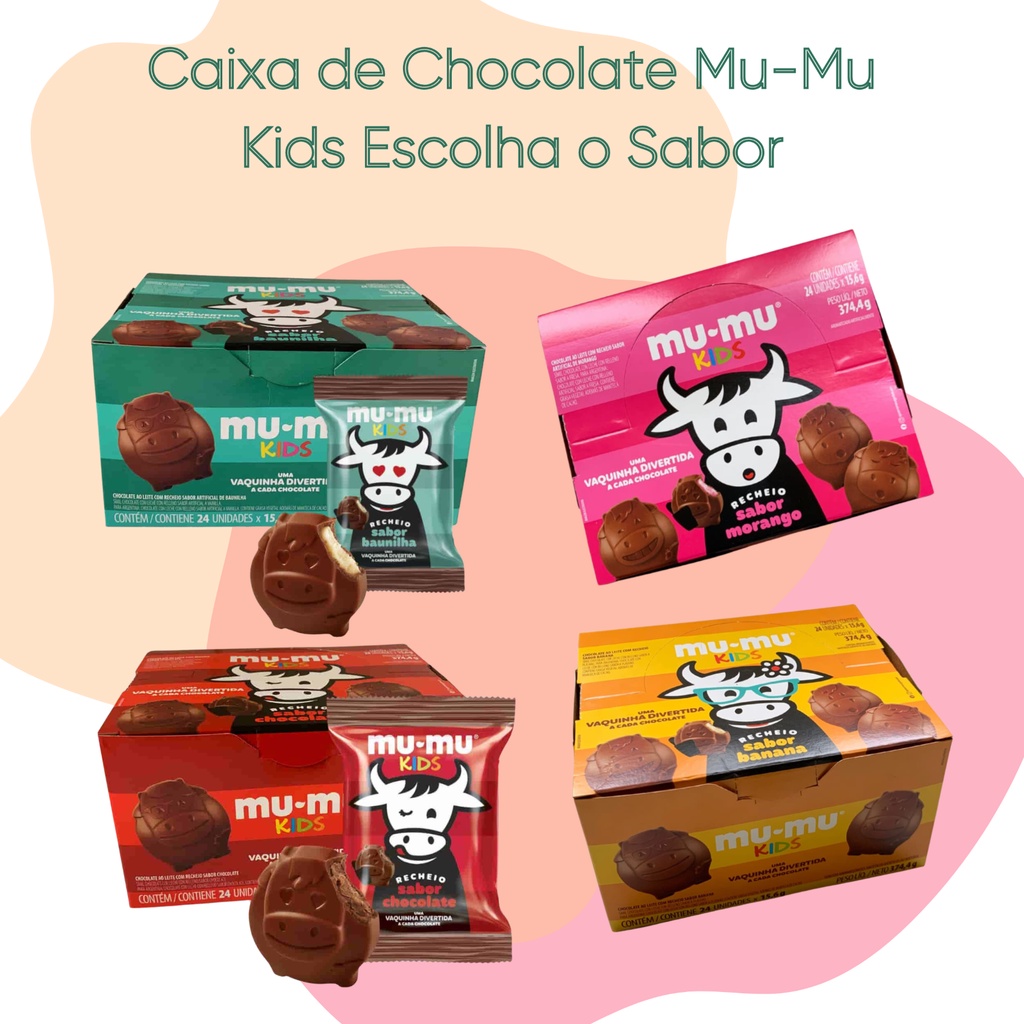 Caixa de Chocolate MuMu Kids com 24 un | Escolha o Sabor | Shopee Brasil