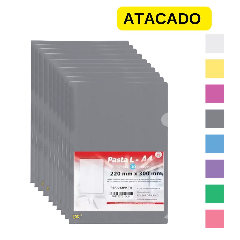 Pasta em L DAC A4 - Atacado 25/50/75/100 Unidades | Shopee Brasil