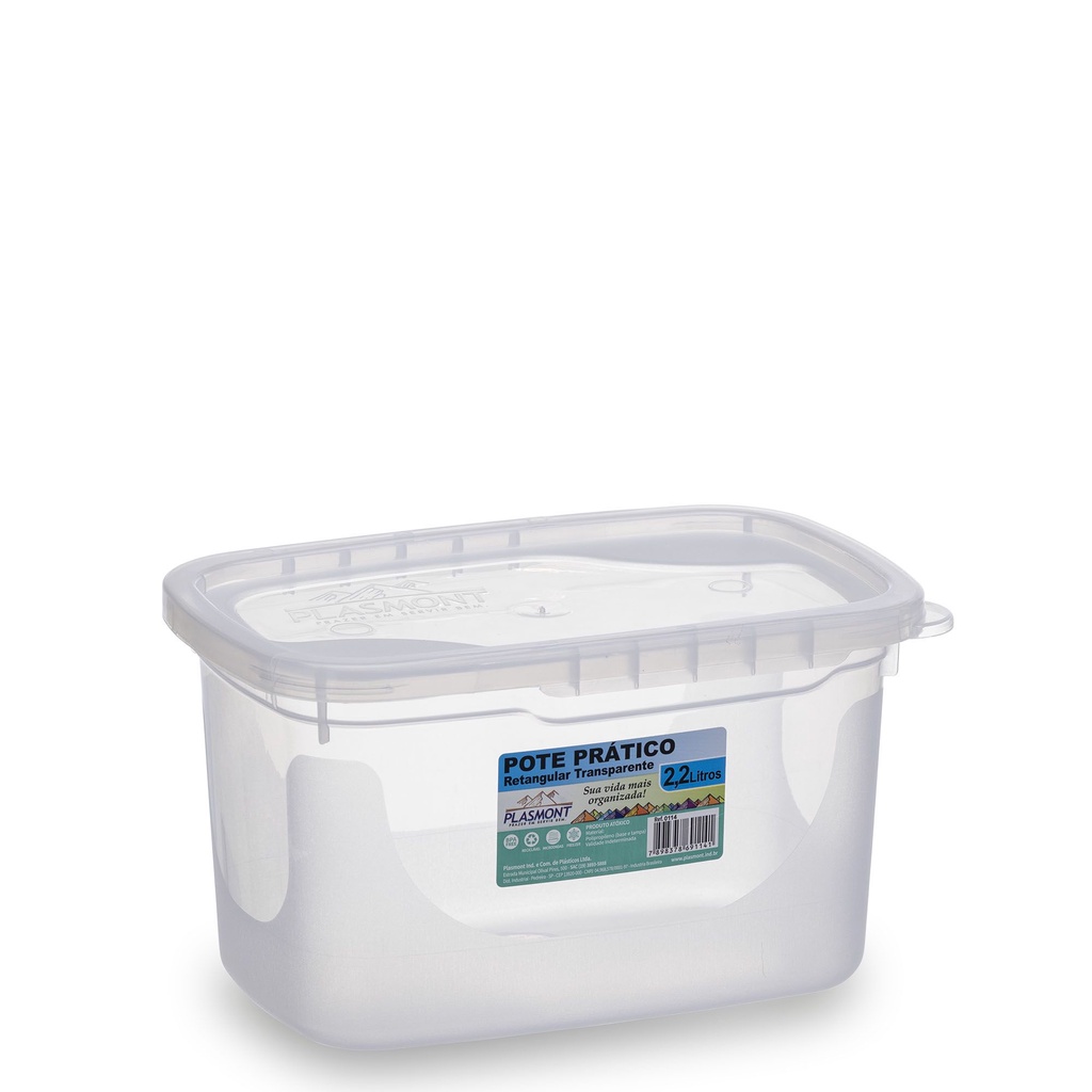 Vasilha Retangular Com Tampa De Plastico - 2,2 Litros | Shopee Brasil