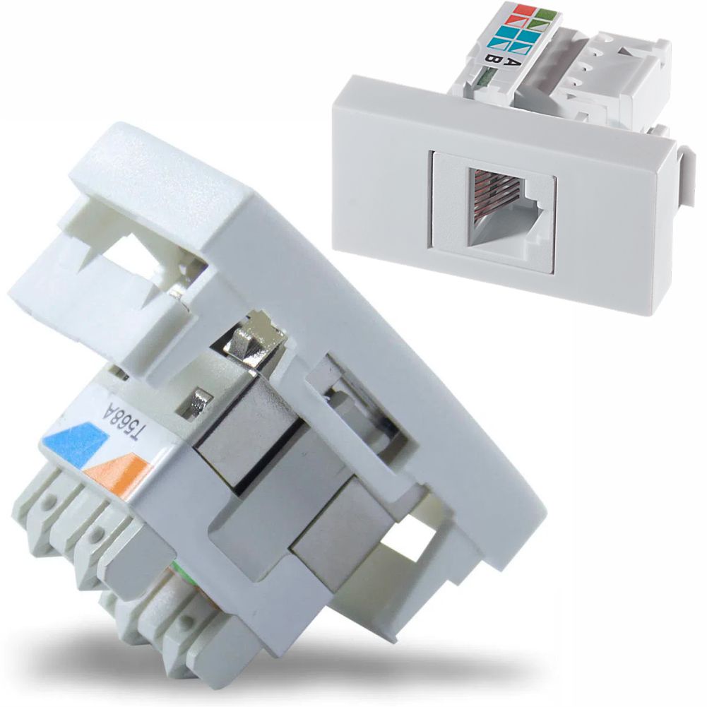 Conector Femea Rj45 Keystone Tomada Modular Branco Cat 5e | Shopee Brasil