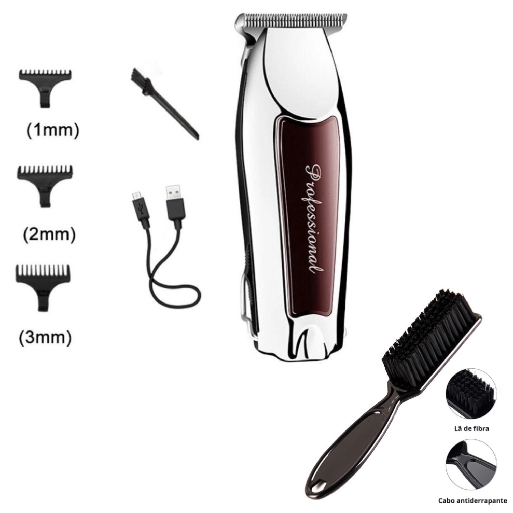 Máquina Acabamento Barba e Cabelo Sem Fio Kemei Km-9163 e Pente de disfarce Andis | Shopee Brasil